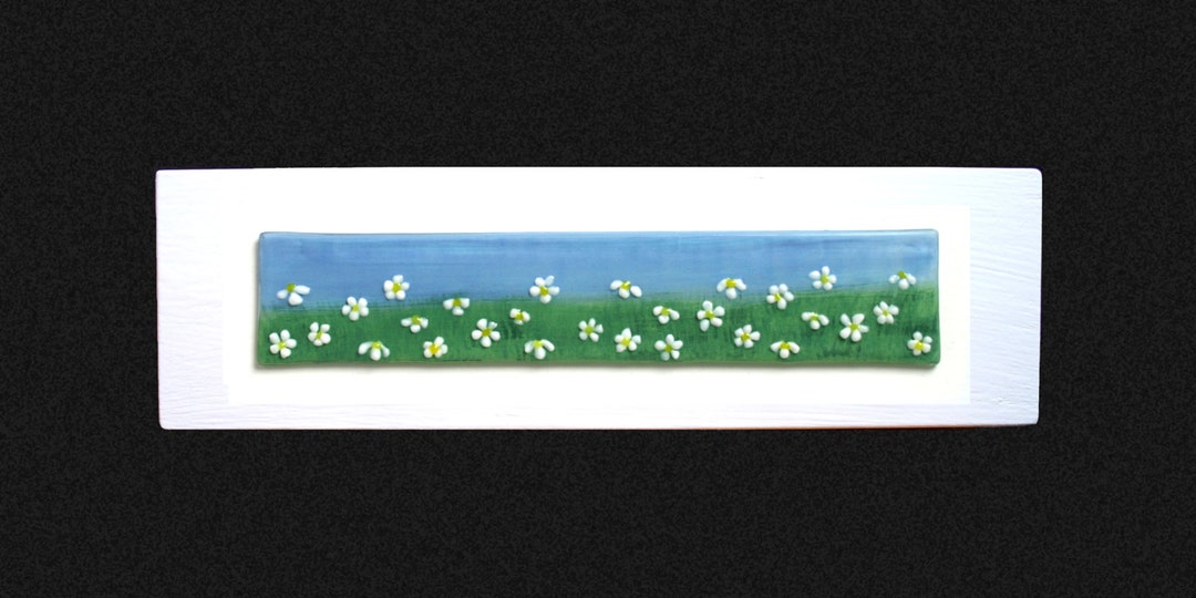 Fused Glass Painting 'daisy' Hand Painted Daisy Field With Raised Fused ...