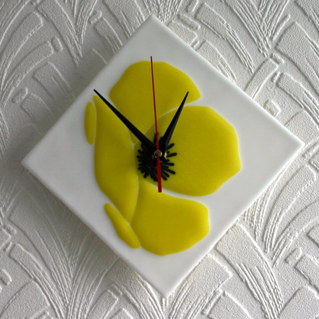 Icelandic Yellow Poppy - Exclusive Design, Kiln Fused Art Glass Wall ...