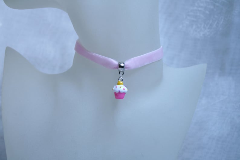Handcrafted 'candied Cupcake' Choker. Enameled Cupcake on a Choice of ...