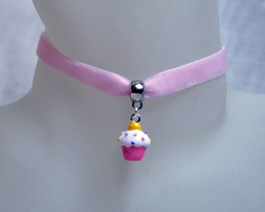 Handcrafted 'candied Cupcake' Choker. Enameled Cupcake on a Choice of ...