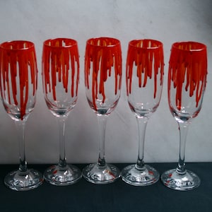 Dripping Blood - an Exclusive Design, Hand Painted, Champagne Glass ...