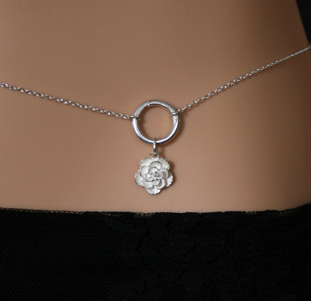 Camellia ~ Discrete PERMANENTLY LOCKING O Ring Waist Chain. Sterling ...