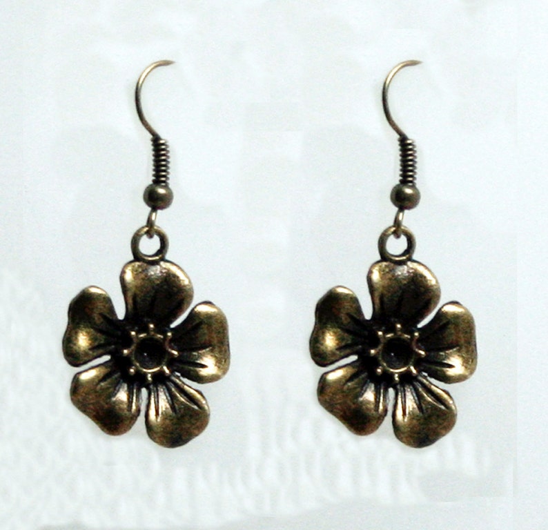 Handcrafted 'evening Primrose' Earrings. Bronze Tone - Etsy