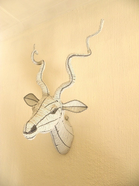 African Beaded Wire Animal Sculpture - KUDU ANTELOPE Head - White - Etsy