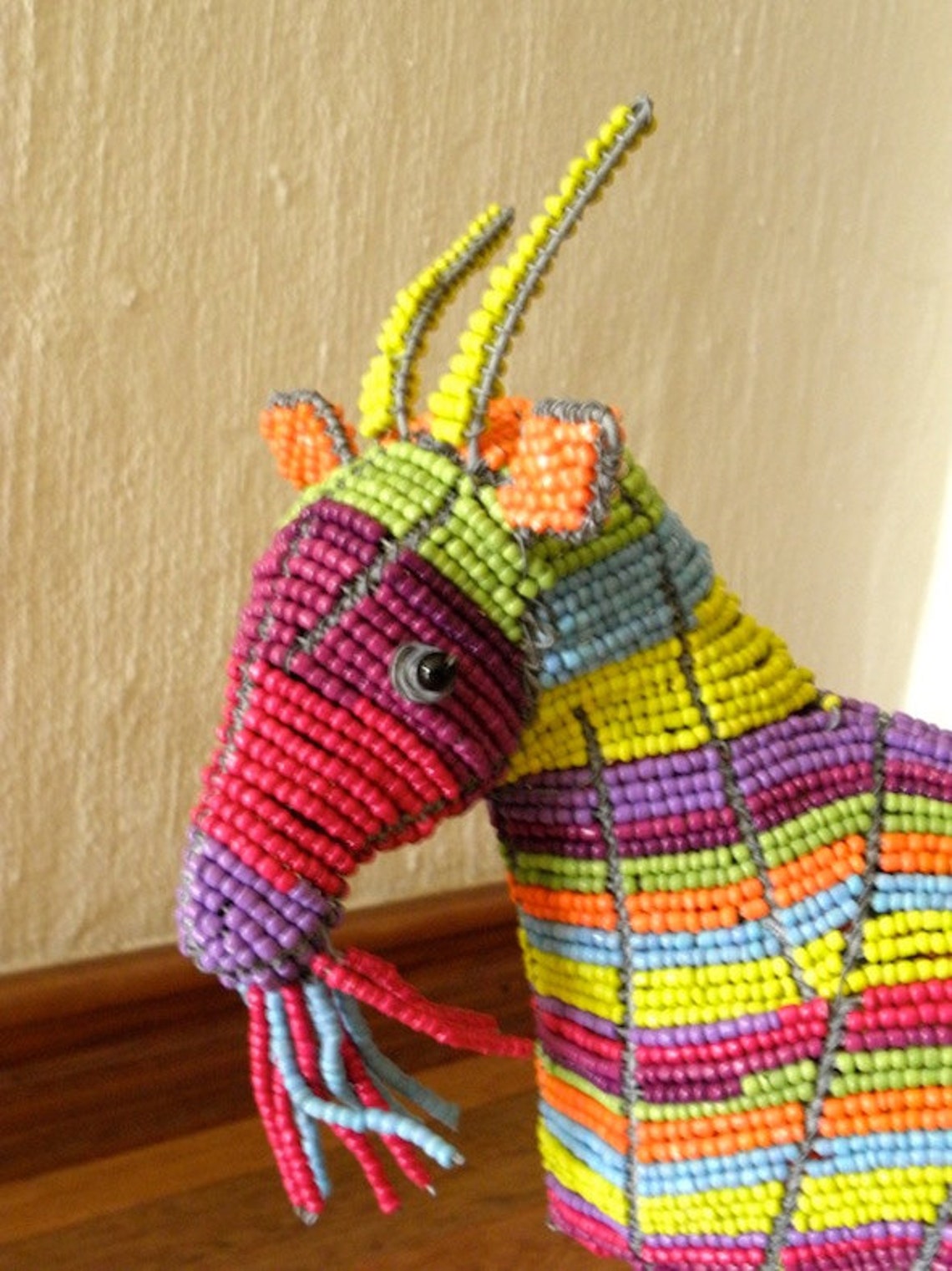 African Beaded Wire Animal GOAT SMALL Rainbow | Etsy