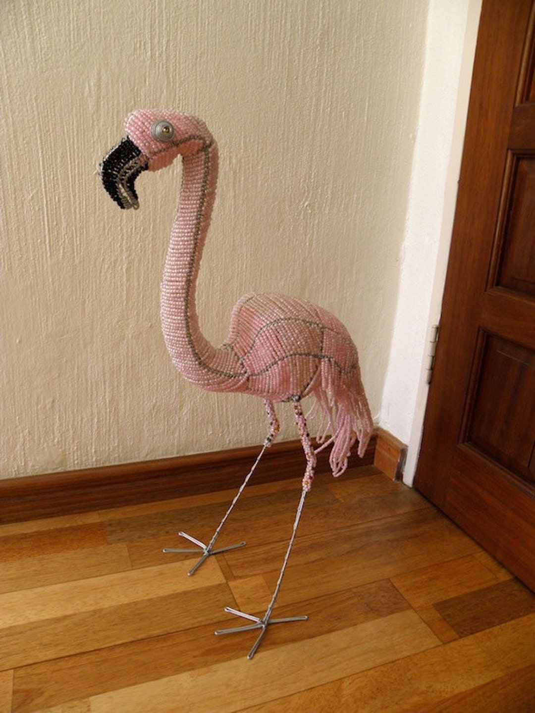 African Beaded Wire Animal Sculpture - FLAMINGO LARGE - Pink - Etsy