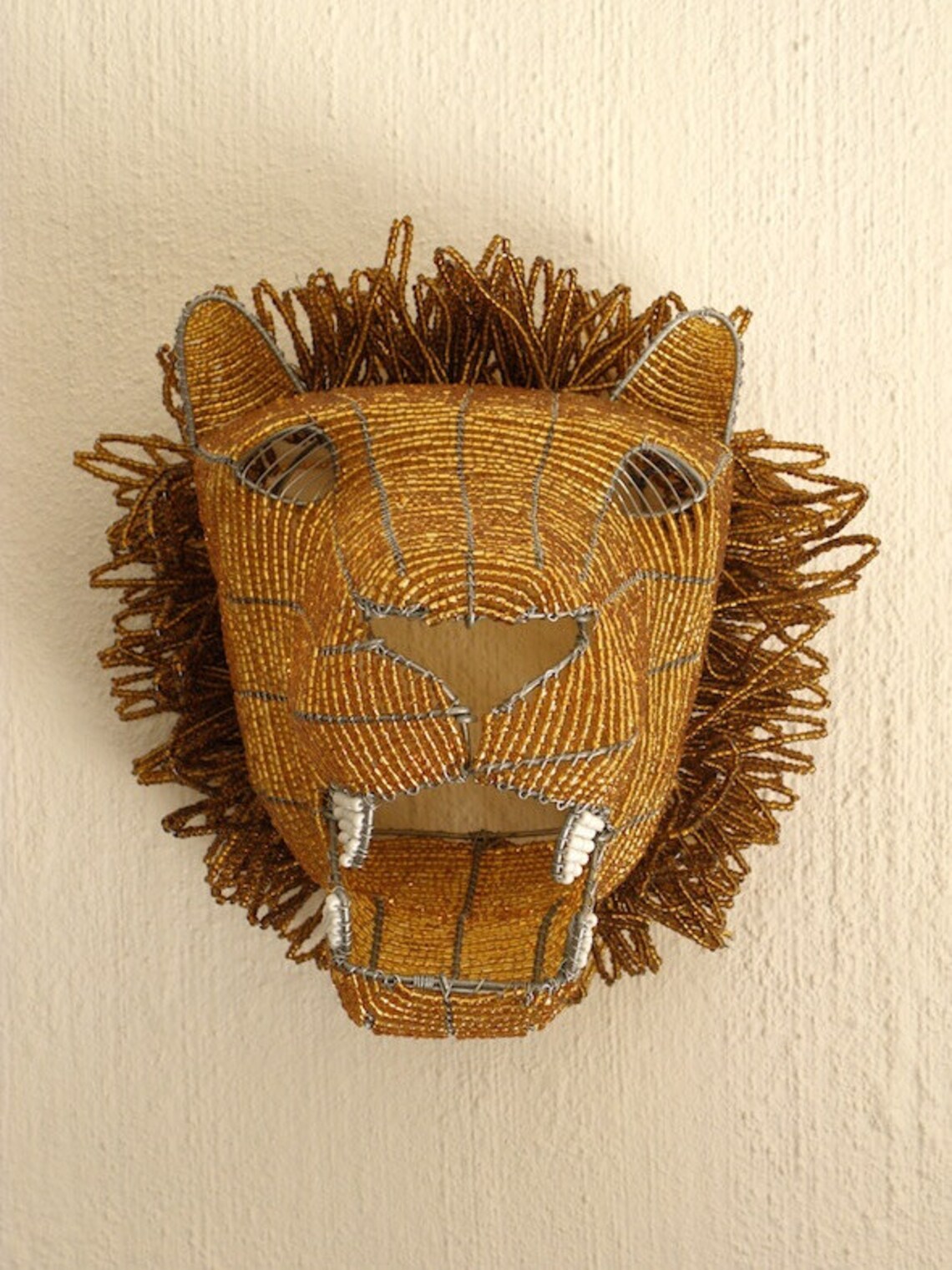 African Beaded Wire Animal Sculpture - LION HEAD - Etsy