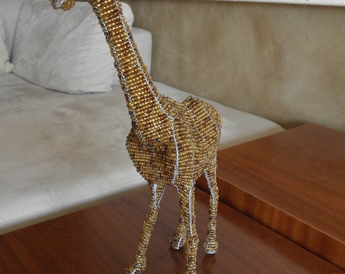 African Beaded Wire Animal Sculpture GIRAFFE MEDIUM Natural - Etsy