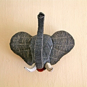 African Beaded Wire Animal Sculpture - ELEPHANT HEAD - Etsy