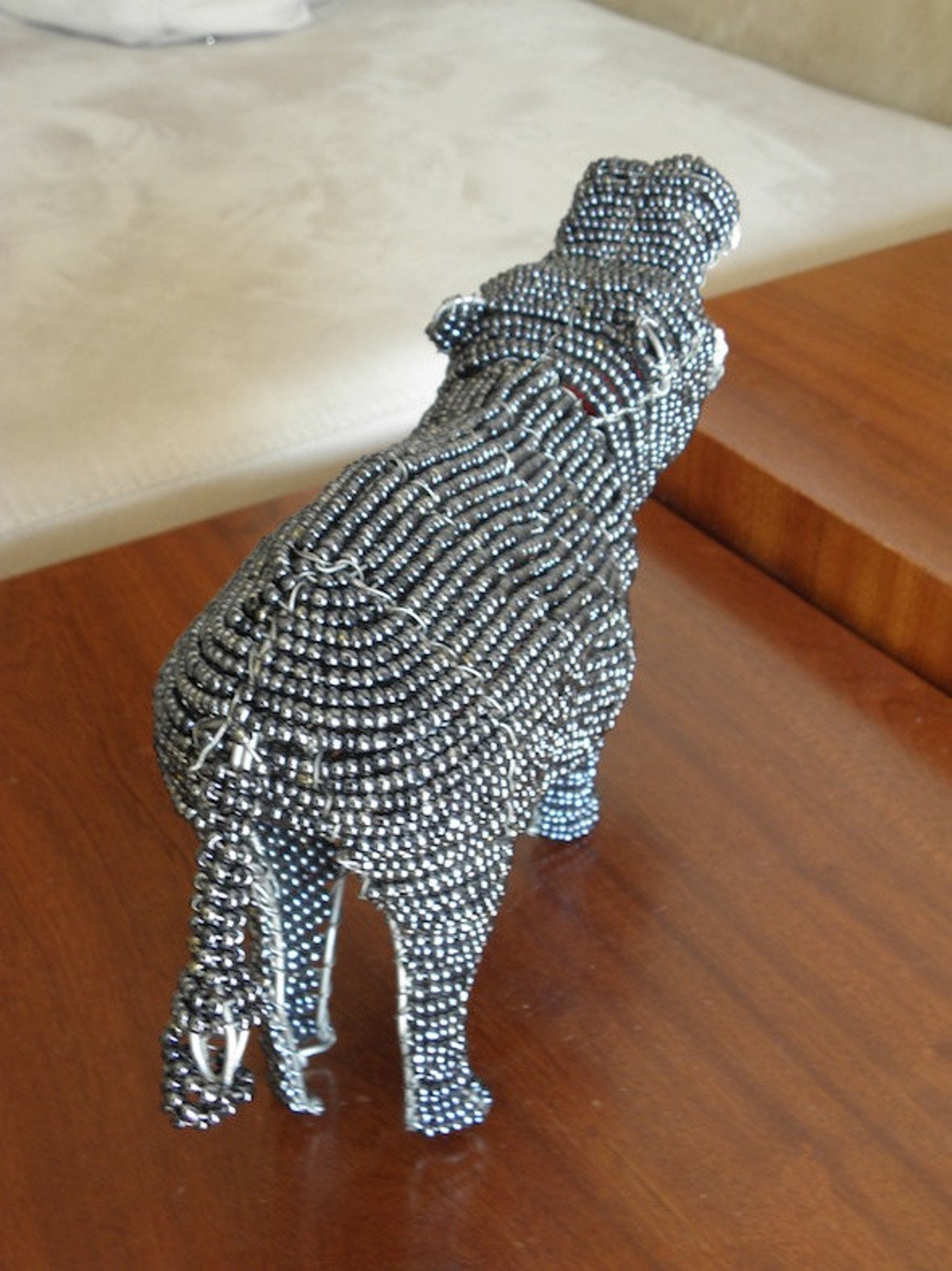 African Beaded Wire Animal Sculpture - HIPPO MEDIUM - Gray - Etsy