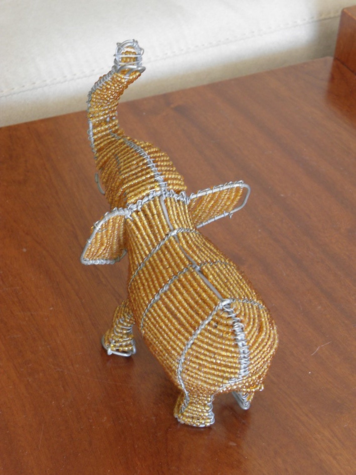 African Beaded Wire Animal Sculpture ELEPHANT SMALL Gold - Etsy