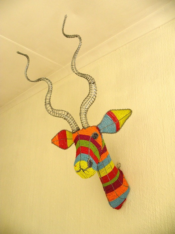 African Beaded Wire Animal Sculpture KUDU ANTELOPE Head - Etsy