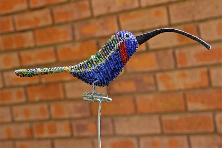 African Beaded Wire Animal Sculpture BIRD SMALL Blue | Etsy
