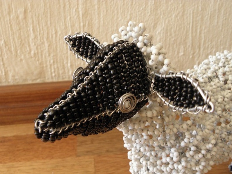 African Beaded Wire Animal Sculpture SHEEP MEDIUM White - Etsy