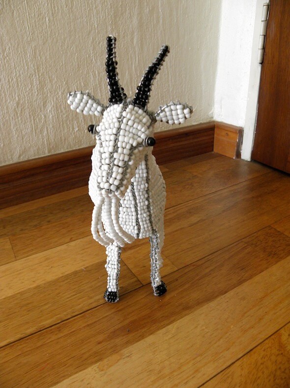 African Beaded Wire Animal GOAT SMALL White - Etsy