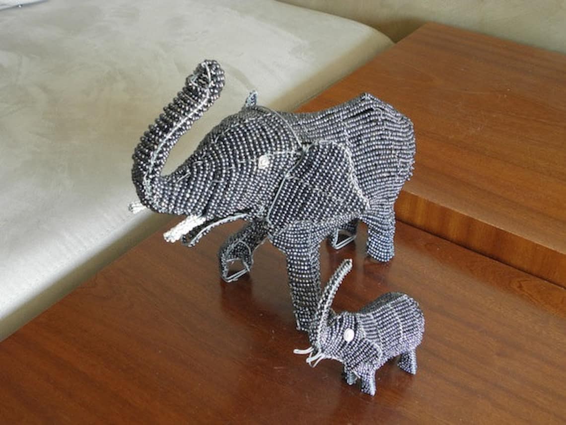 African Beaded Wire Animal Sculpture ELEPHANT MEDIUM SMALL - Etsy