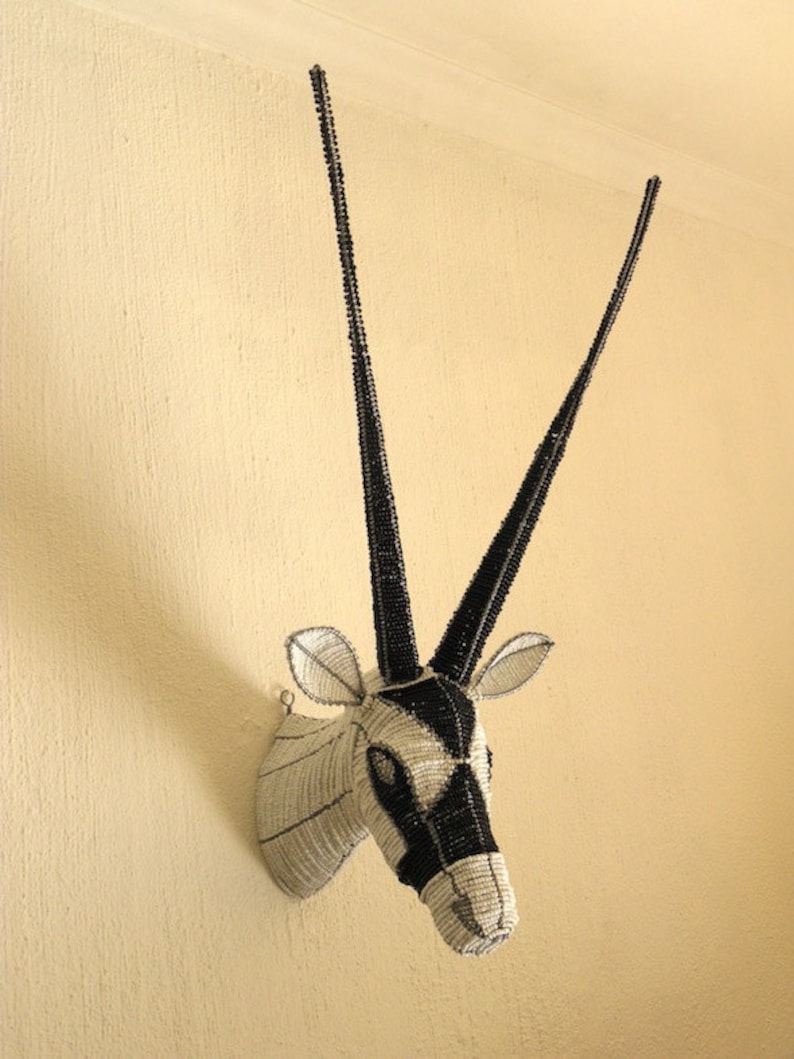 African Beaded Wire Animal Sculpture ORYX ANTELOPE Head - Etsy UK