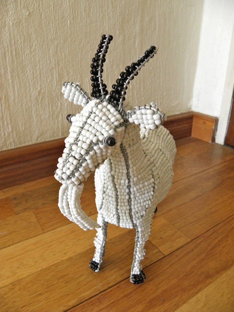 African Beaded Wire Animal GOAT SMALL White - Etsy