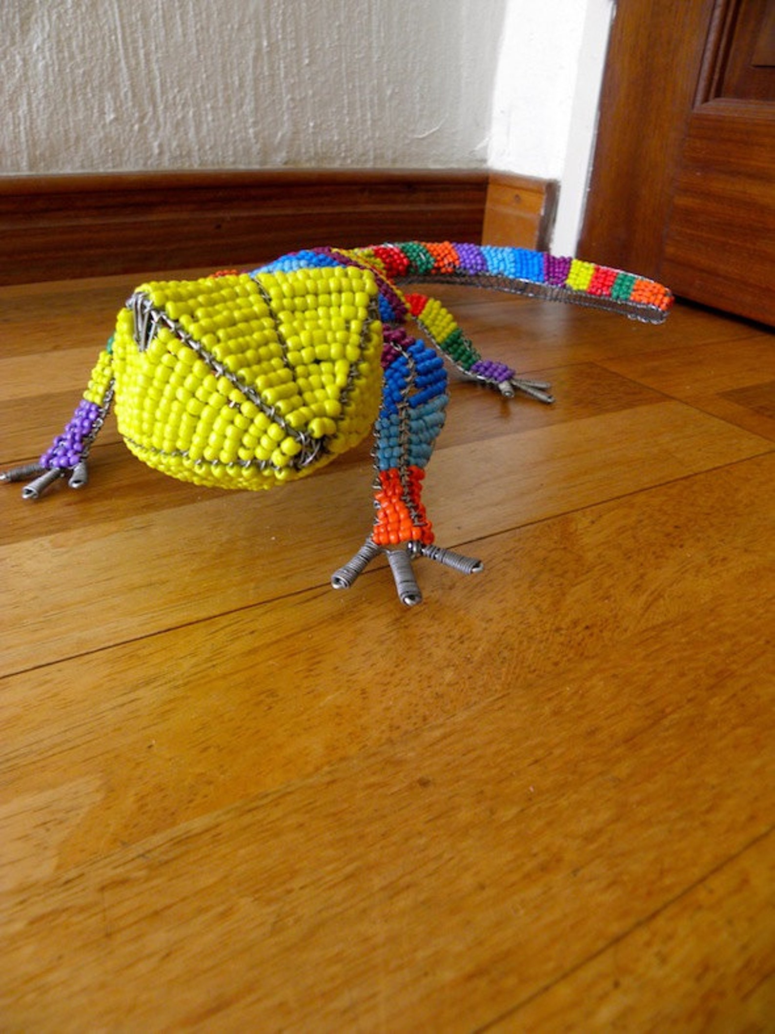 African Beaded Wire Animal Sculpture GECKO Rainbow | Etsy