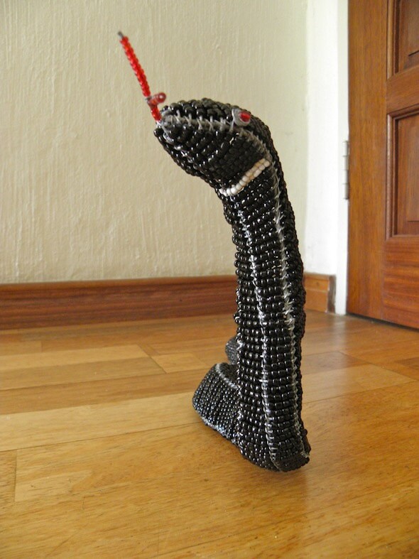 African Beaded Wire Animal Sculpture SNAKE Black Mamba - Etsy
