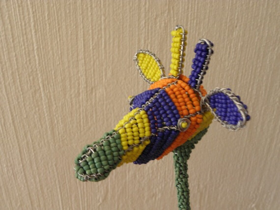African Beaded Wire Animal Sculpture GIRAFFE LARGE Rainbow - Etsy