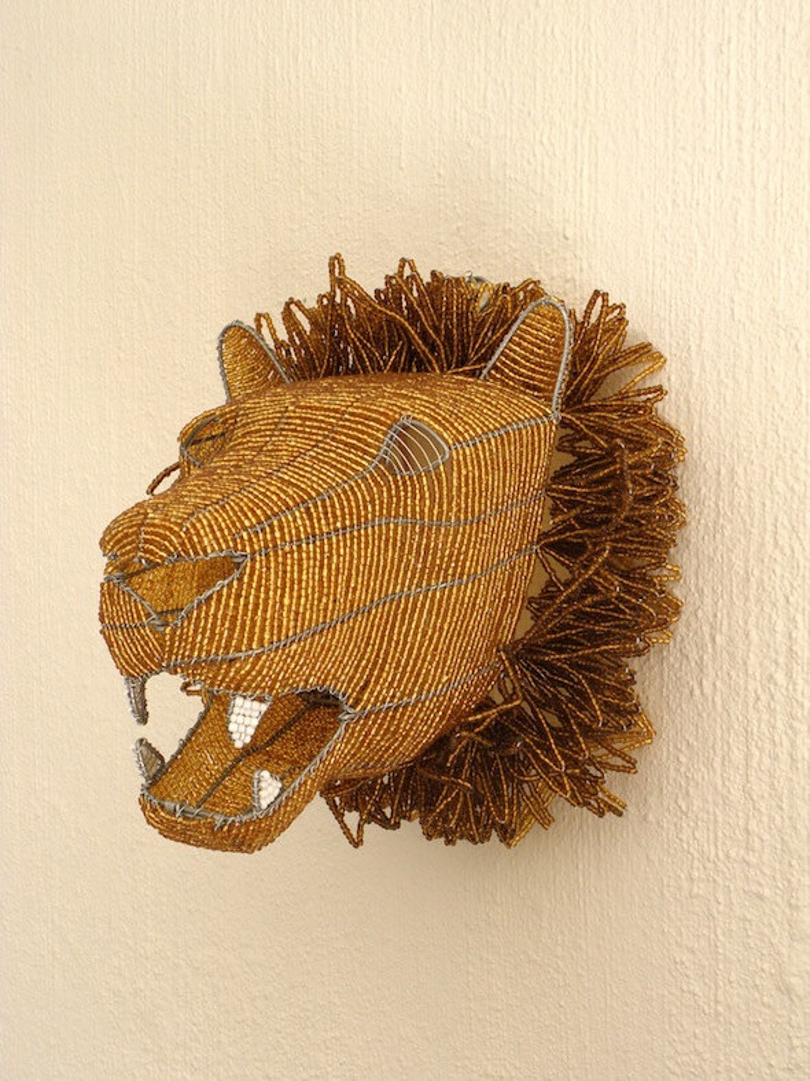 African Beaded Wire Animal Sculpture - LION HEAD - Etsy