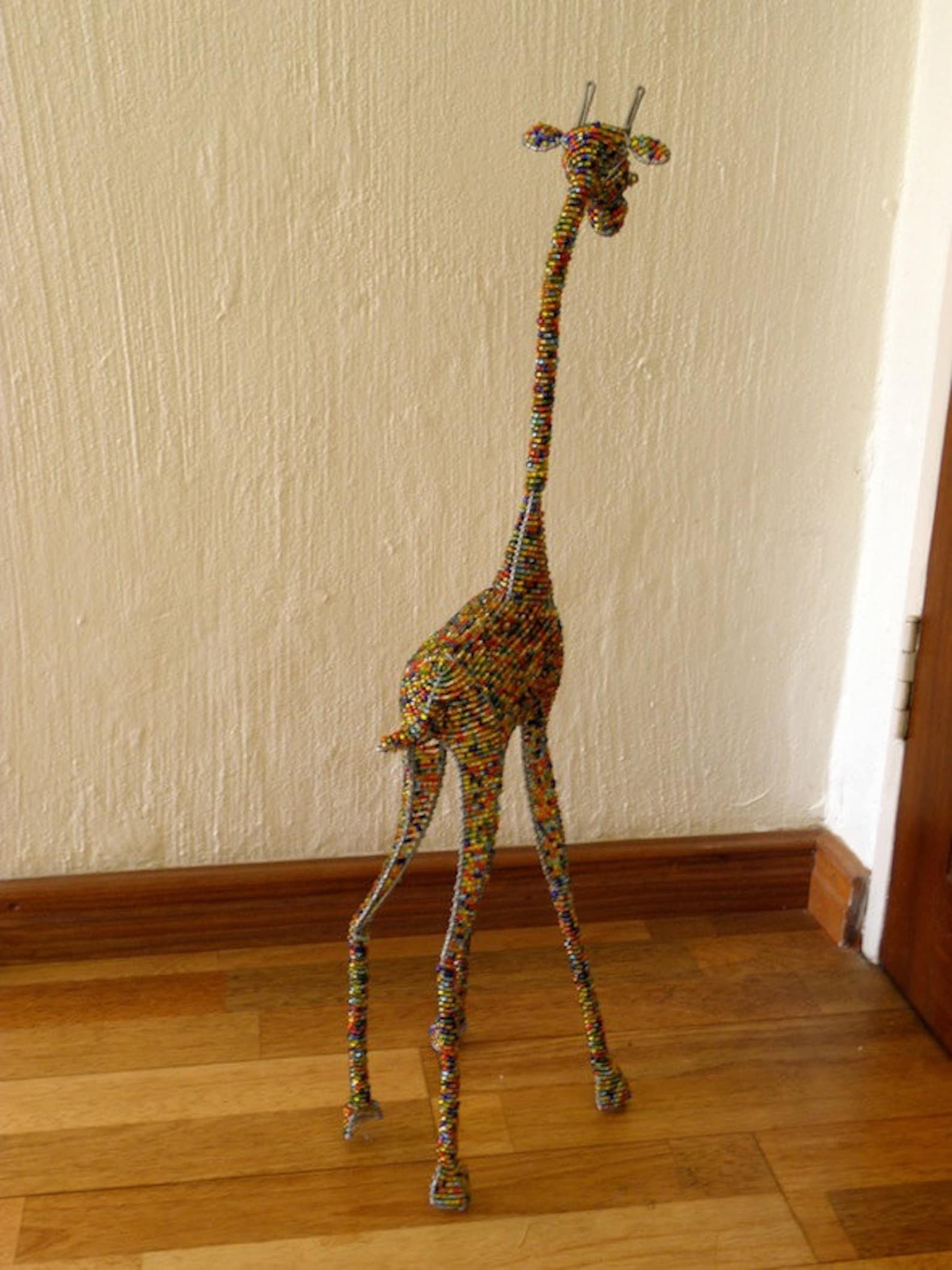 African Beaded Wire Animal Sculpture - GIRAFFE LARGE - Multicolor ...