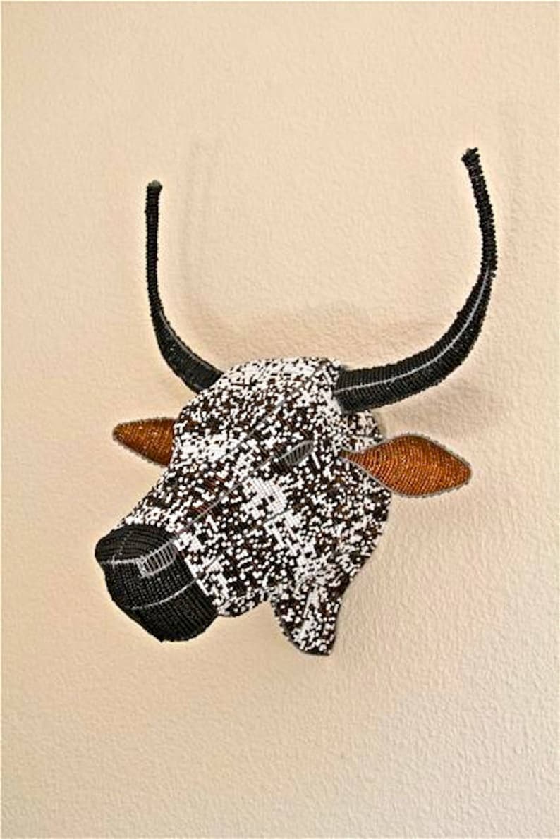 African Beaded Wire Animal Sculpture COW HEAD Nguni | Etsy