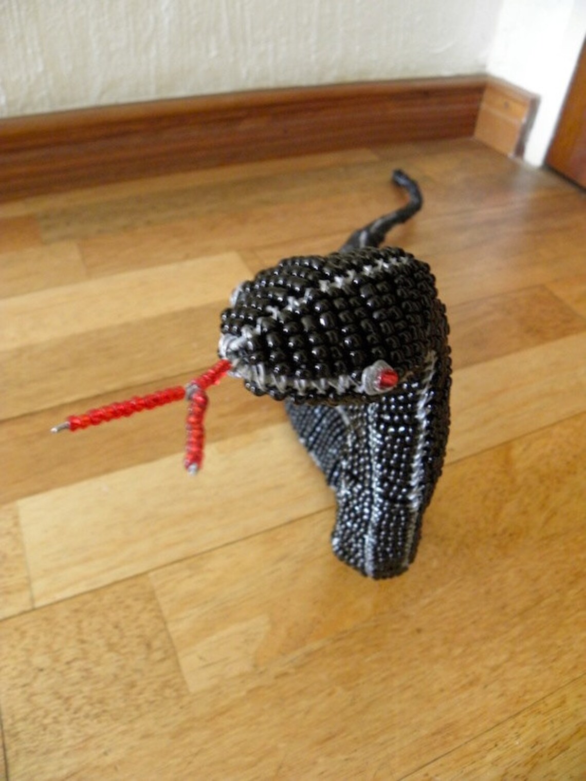 African Beaded Wire Animal Sculpture SNAKE Black Mamba - Etsy