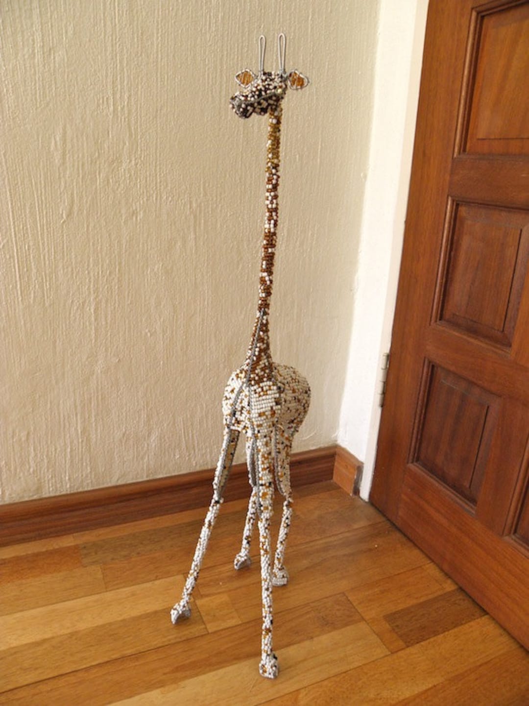 African Beaded Wire Animal Sculpture - GIRAFFE MEDIUM - Gold/white - Etsy