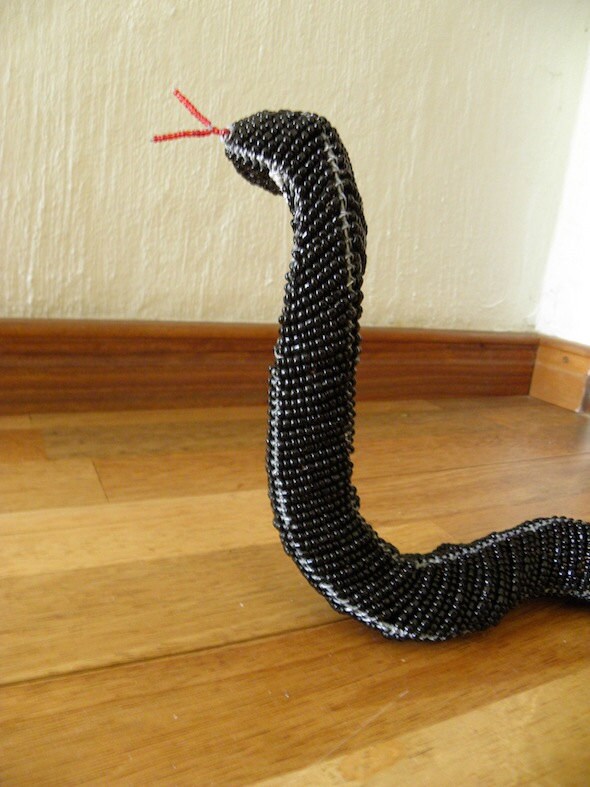 African Beaded Wire Animal Sculpture SNAKE Black Mamba - Etsy