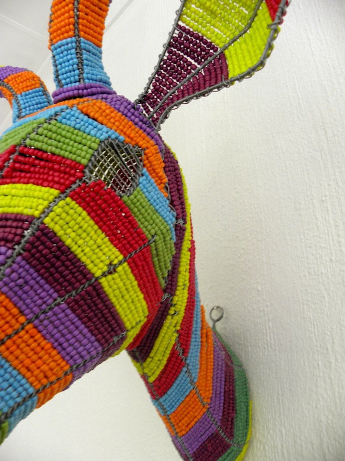 African Beaded Wire Animal Sculpture - KUDU ANTELOPE Head - Rainbow - Etsy