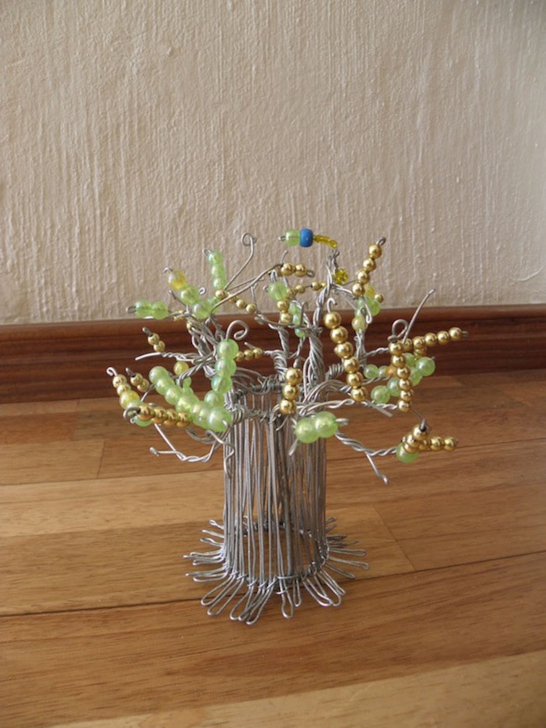 African Beaded Wire Tree - Baobab - Green and Gold - Etsy