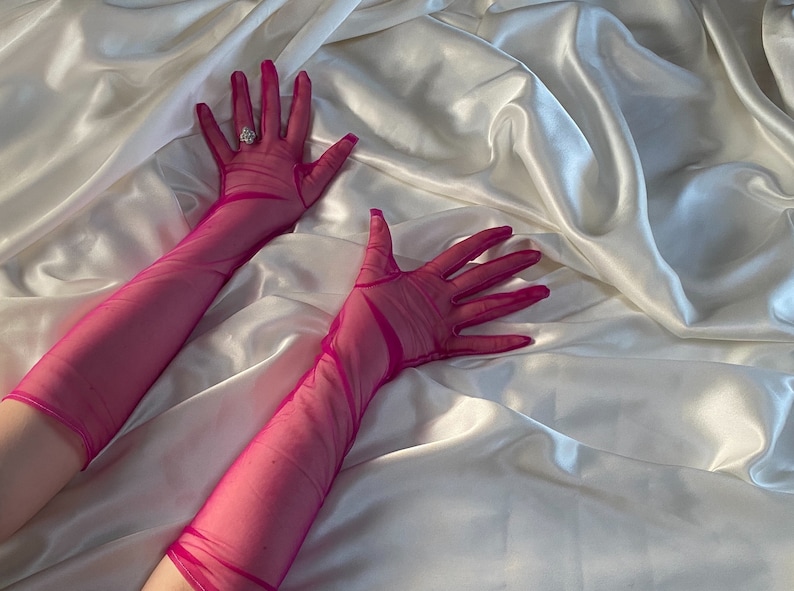 KATE White Bridal Gloves Tulle Mesh Elbow Length Sheer Opera - Etsy