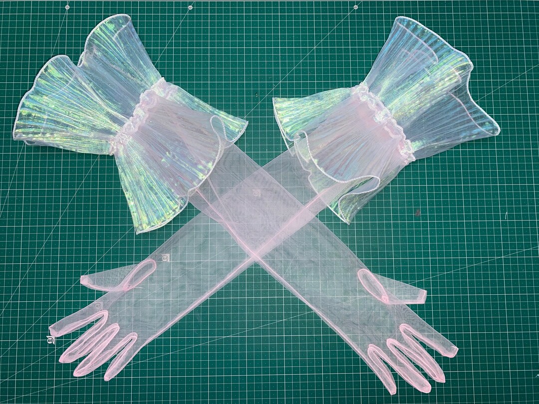 PINK AB RUFFLE on Light Sheer Mesh Gloves, Statement Unicorn Mermaid ...