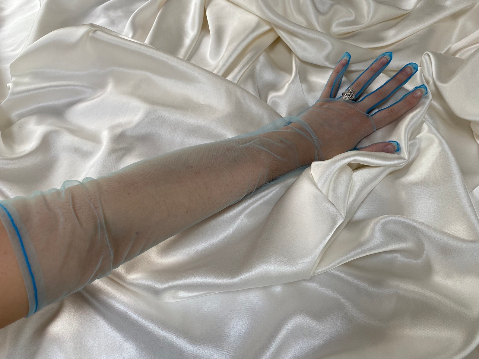 KATE White Bridal Gloves Tulle Mesh Elbow Length Sheer Opera - Etsy