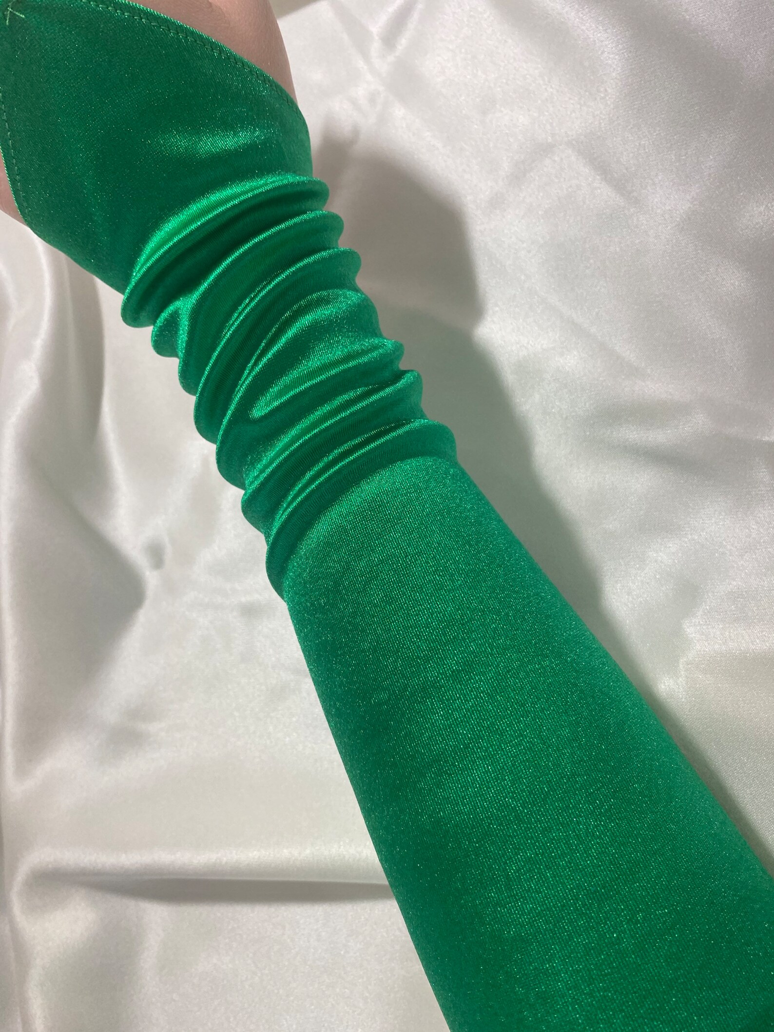 PURPLE V Shape Fingerless Gloves Opera Over the Elbow Length Long Satin ...