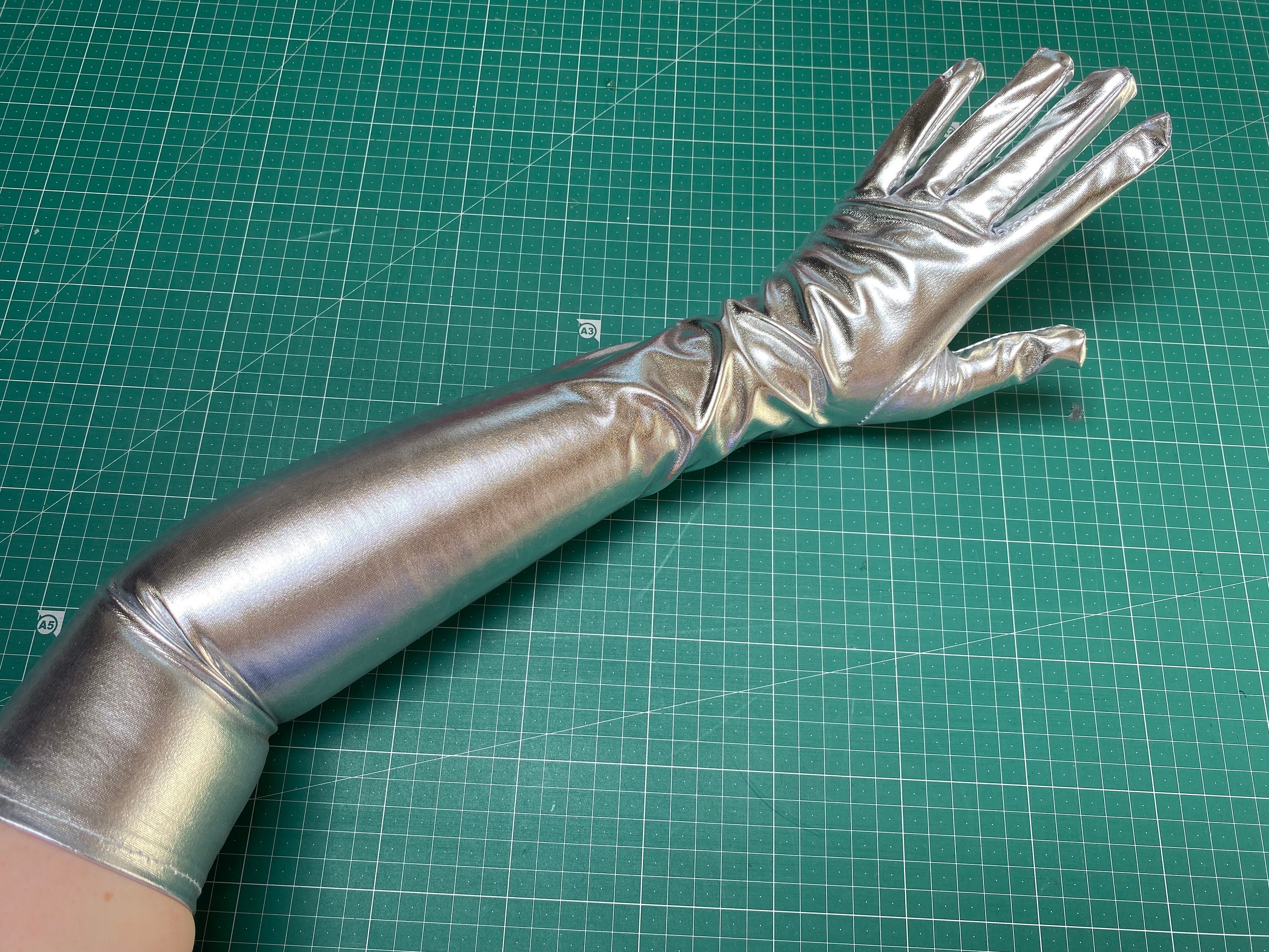 METALLIC SILVER Gloves Opera Length Over Elbow Shiny Rave Disco 70s Hen Do Bride Cosplay Dress up Glove Bridal Dance Drag Performance Alien Etsy UK