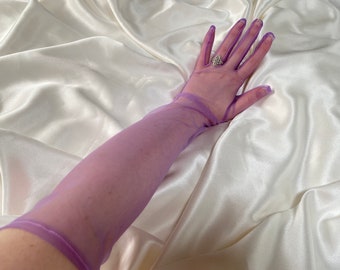 LILAC PURPLE Opera Over Elbow Length Semi Sheer Gloves Long - Etsy