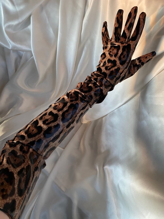 LEOPARD ANIMAL Gloves Animal Print Patent Faux Leather - Etsy