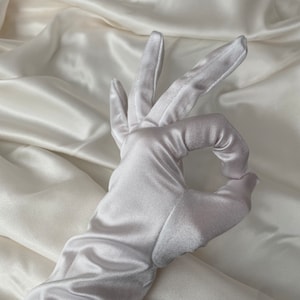 CLASSIC WHITE Gloves Extra Long Opera Length Elbow Shiny Satin Silky ...