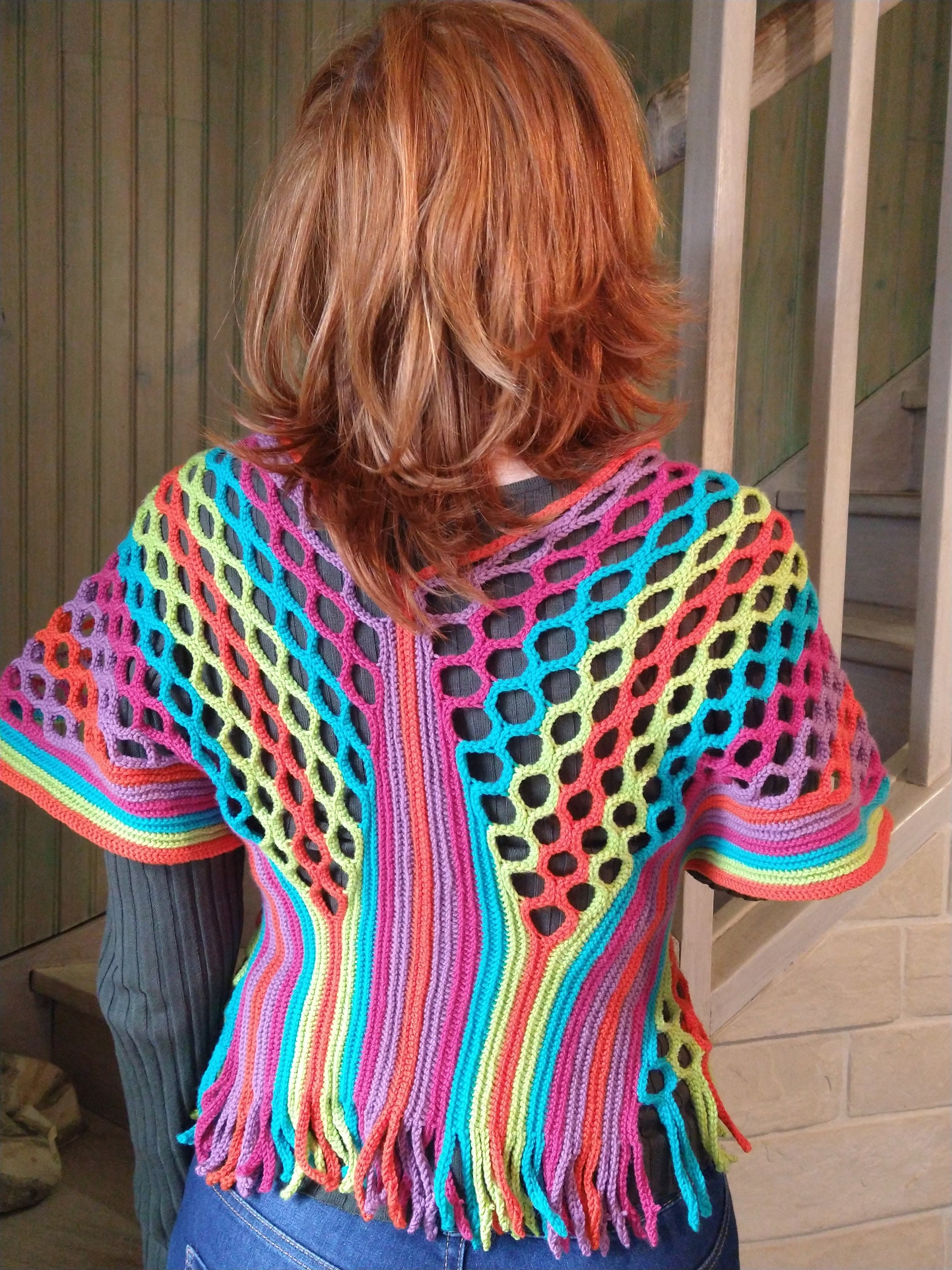 CROCHET PATTERN: Multicolor Crochet Top With Felt Flower for Women - Etsy