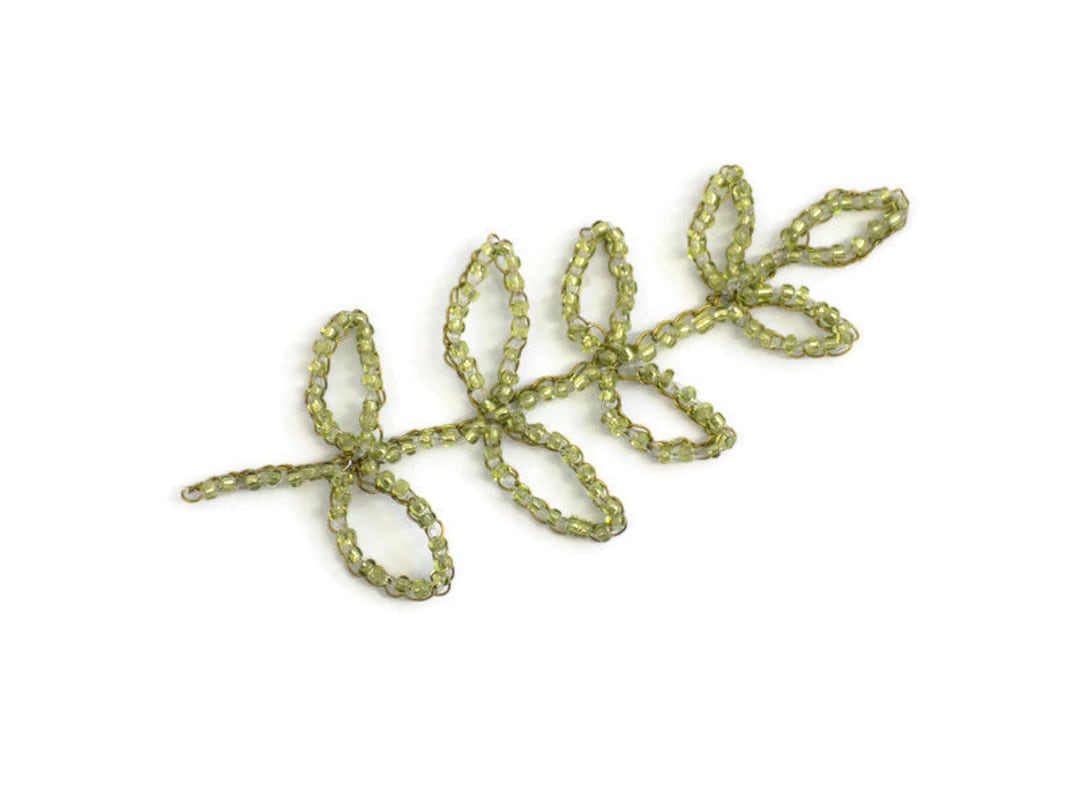 CROCHET PATTERN: Wire Crochet Leaf Branch With Beads for Home Decor and ...