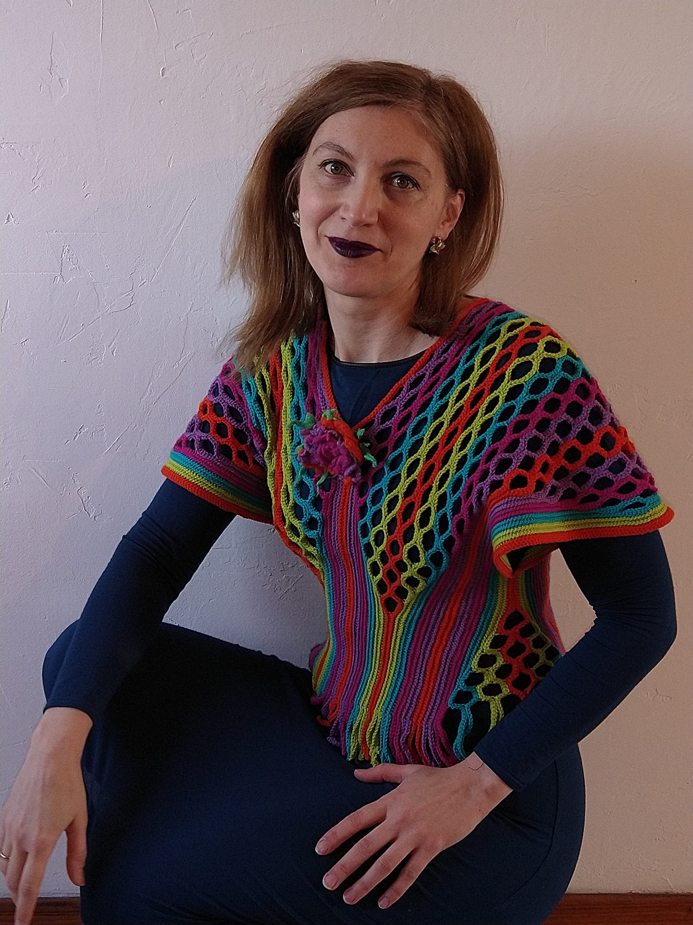 CROCHET PATTERN: Multicolor Crochet Top With Felt Flower for Women - Etsy