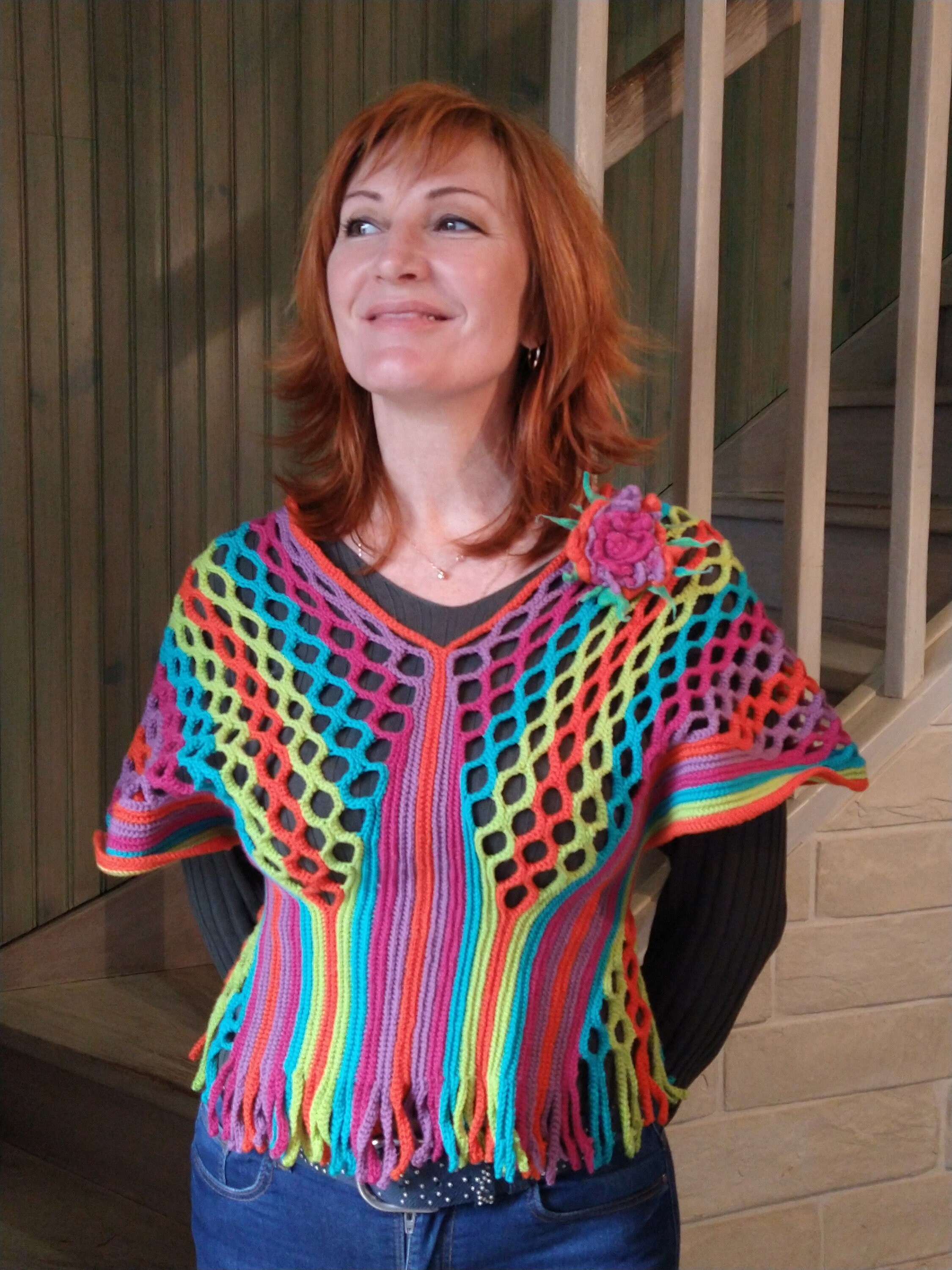 CROCHET PATTERN: Multicolor Crochet Top With Felt Flower for Women - Etsy