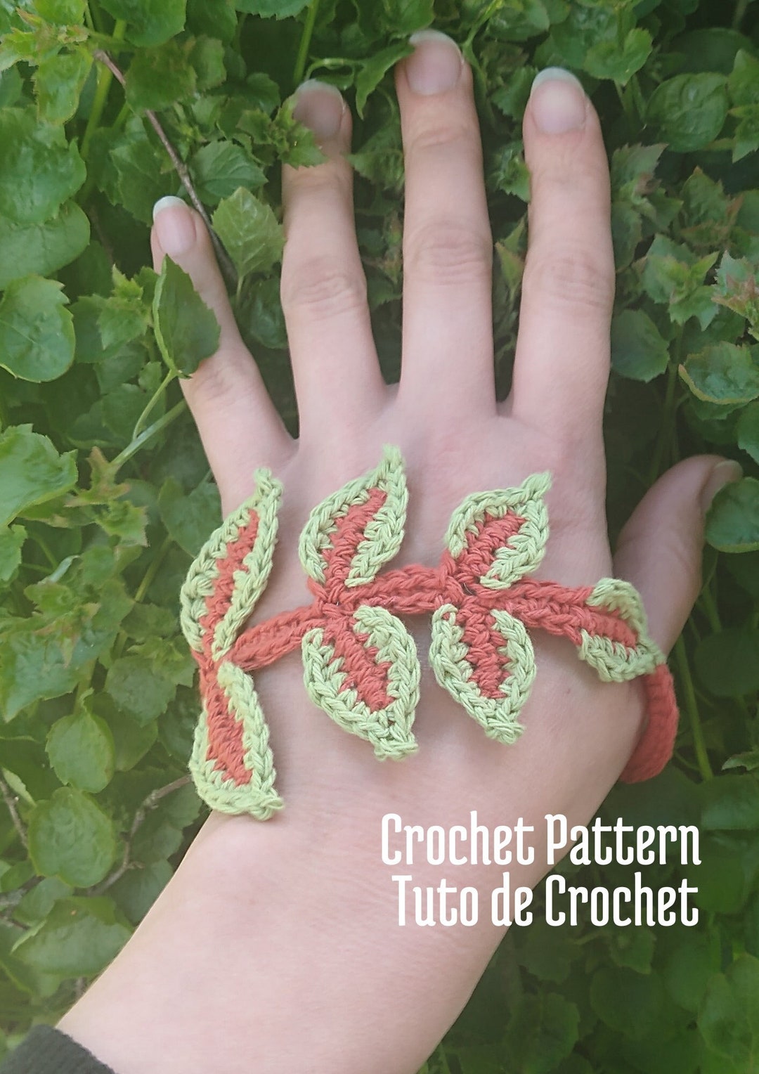 CROCHET PATTERN: Crocheted Palm (hand) Bracelet (cuff) With Ring and ...