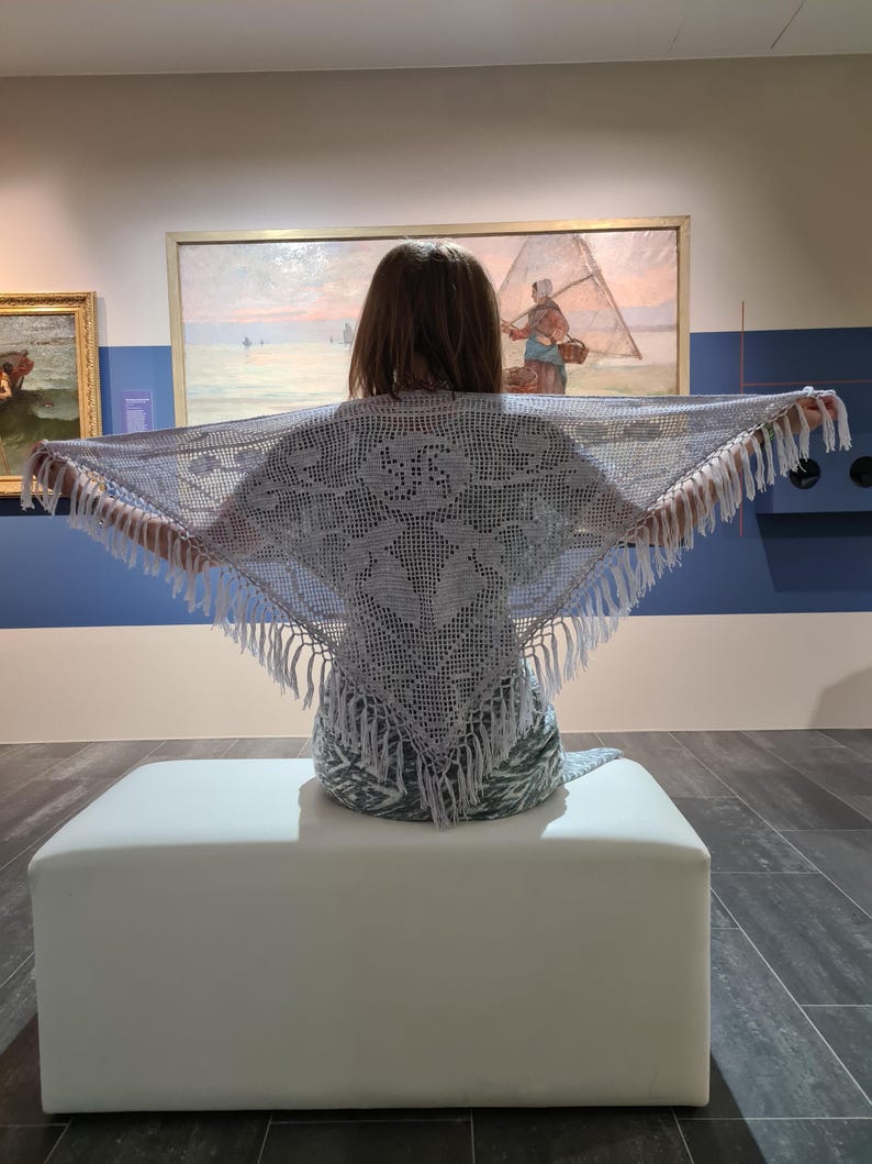 Crochet Pattern: Silk Filet Crochet Shawl, Headscarf or Wrap Inspired ...