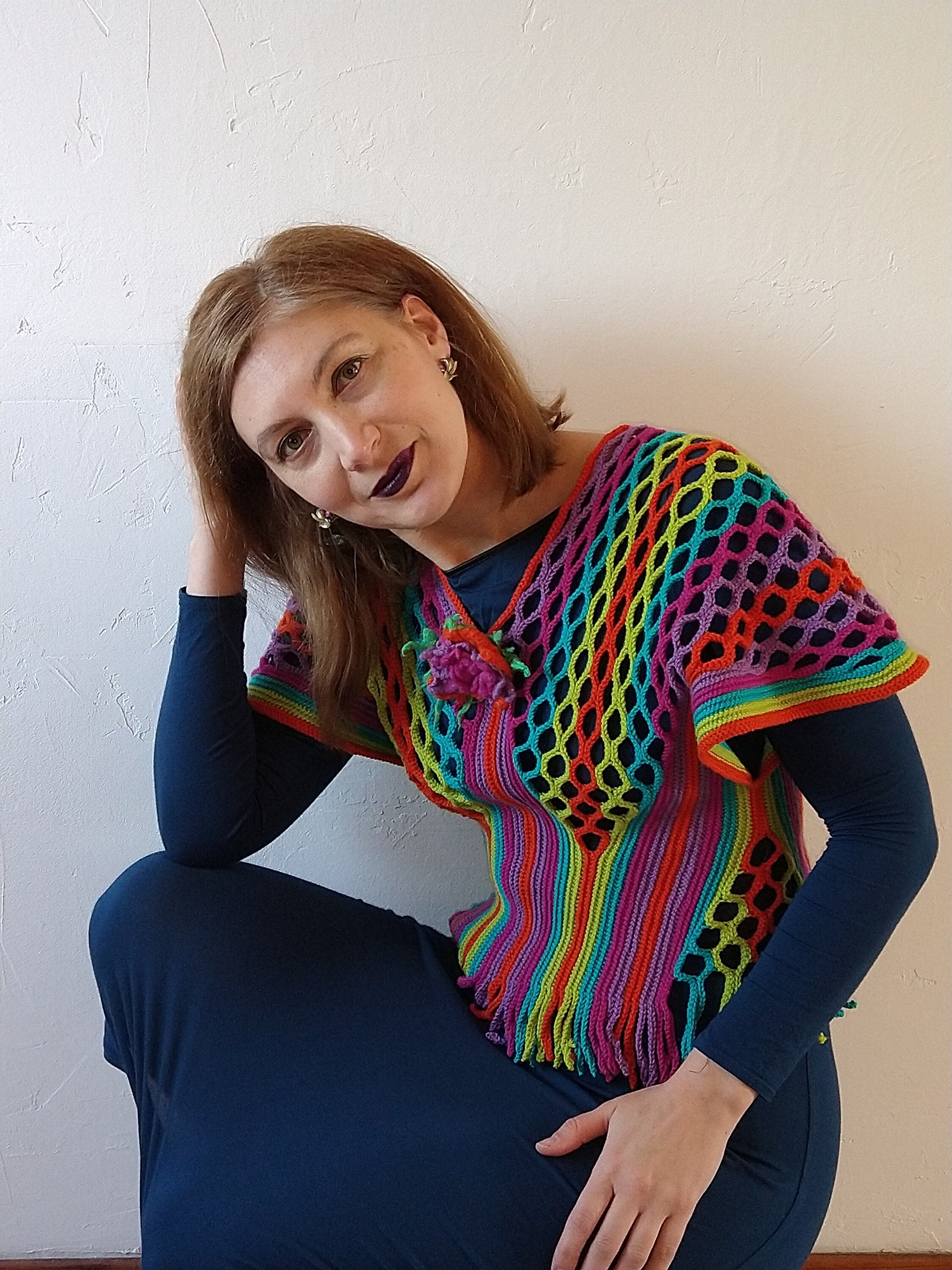 CROCHET PATTERN: Multicolor Crochet Top With Felt Flower for Women - Etsy