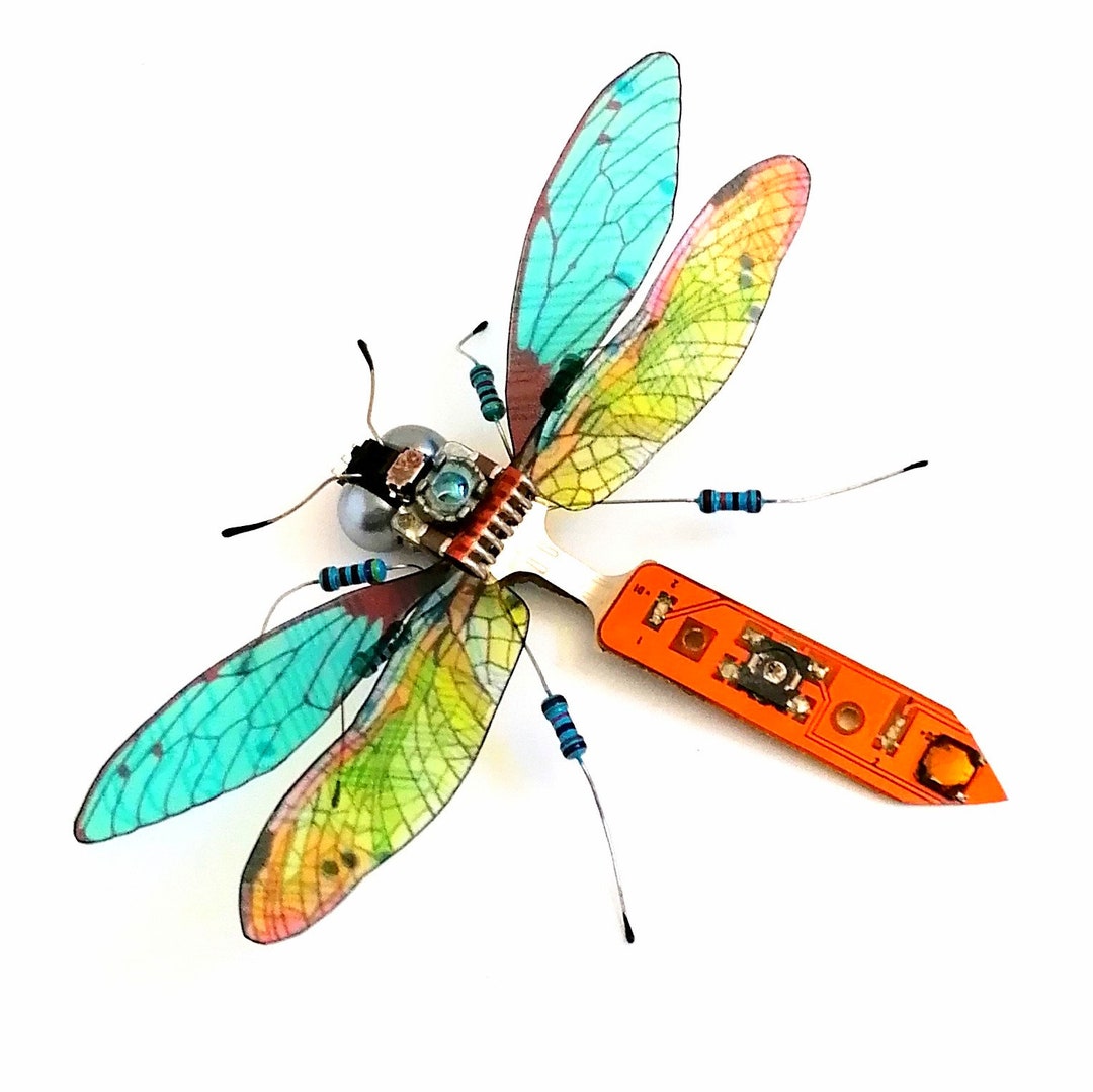 The Laser Beam Dragonfly, Fantasy Circuit Board Insect by Julie Alice ...