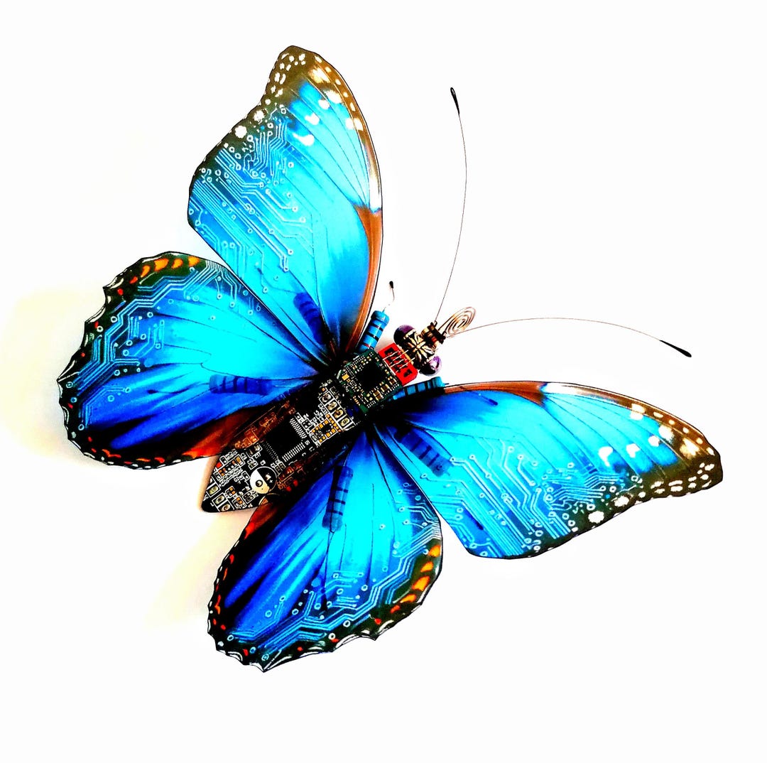 The Large Blue Morpho Butterfly, Circuit Board Insect by Julie Alice ...